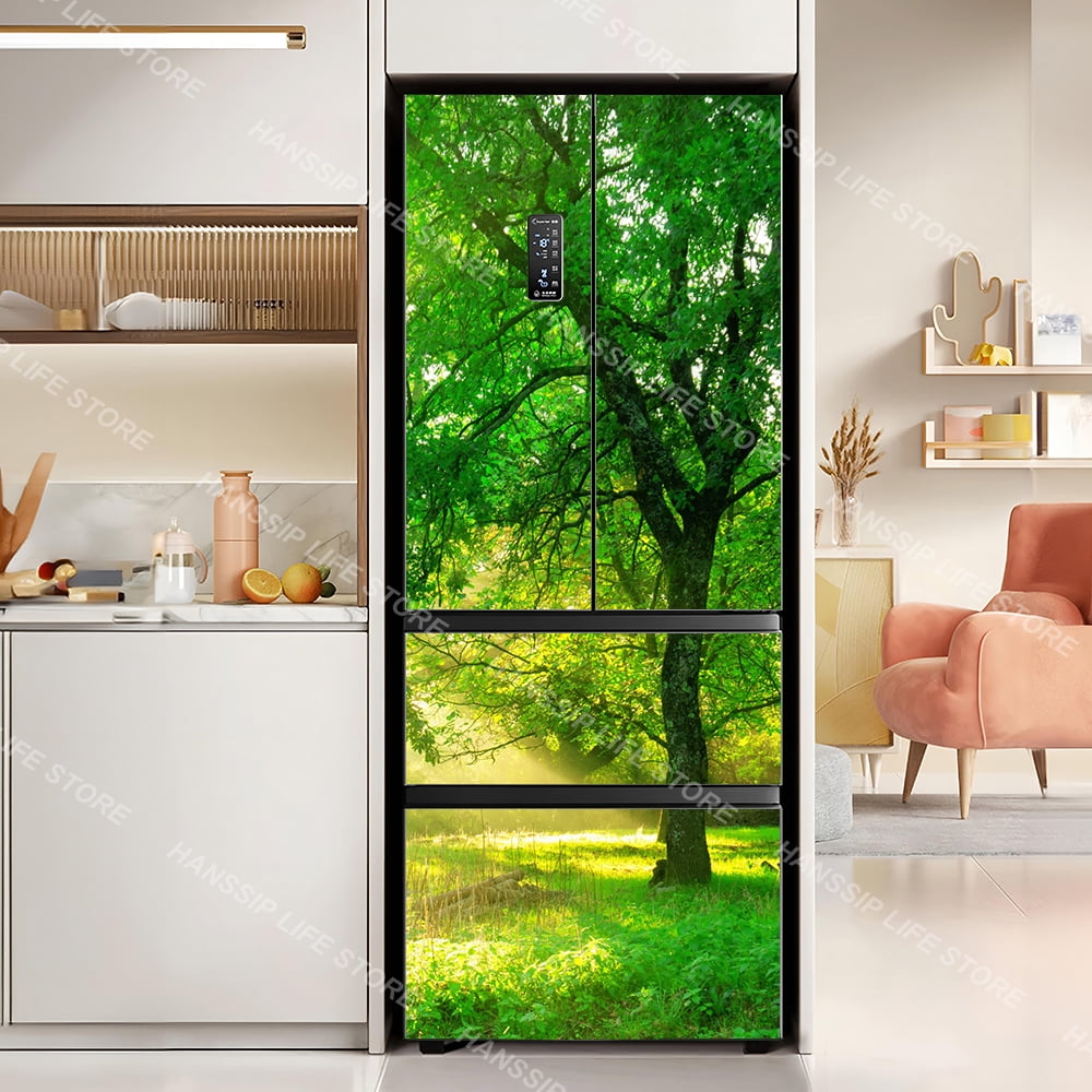 Landscape View of Arched Door Mural Refrigerator Wrapping Wallpaper ...