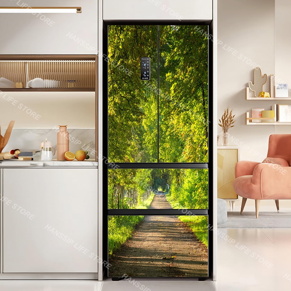 Landscape View of Arched Door Mural Refrigerator Wrapping Wallpaper ...