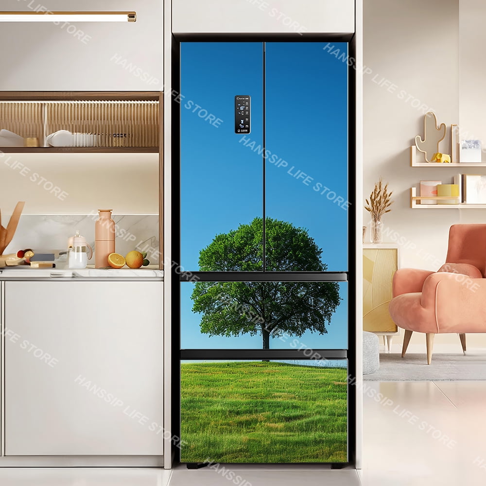 Landscape View of Arched Door Mural Refrigerator Wrapping Wallpaper ...