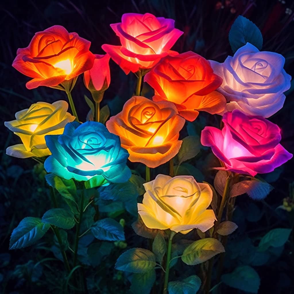 Landscape & Walkway Lights 6 Pack Solar Flowers Waterproof Garden Decor ...