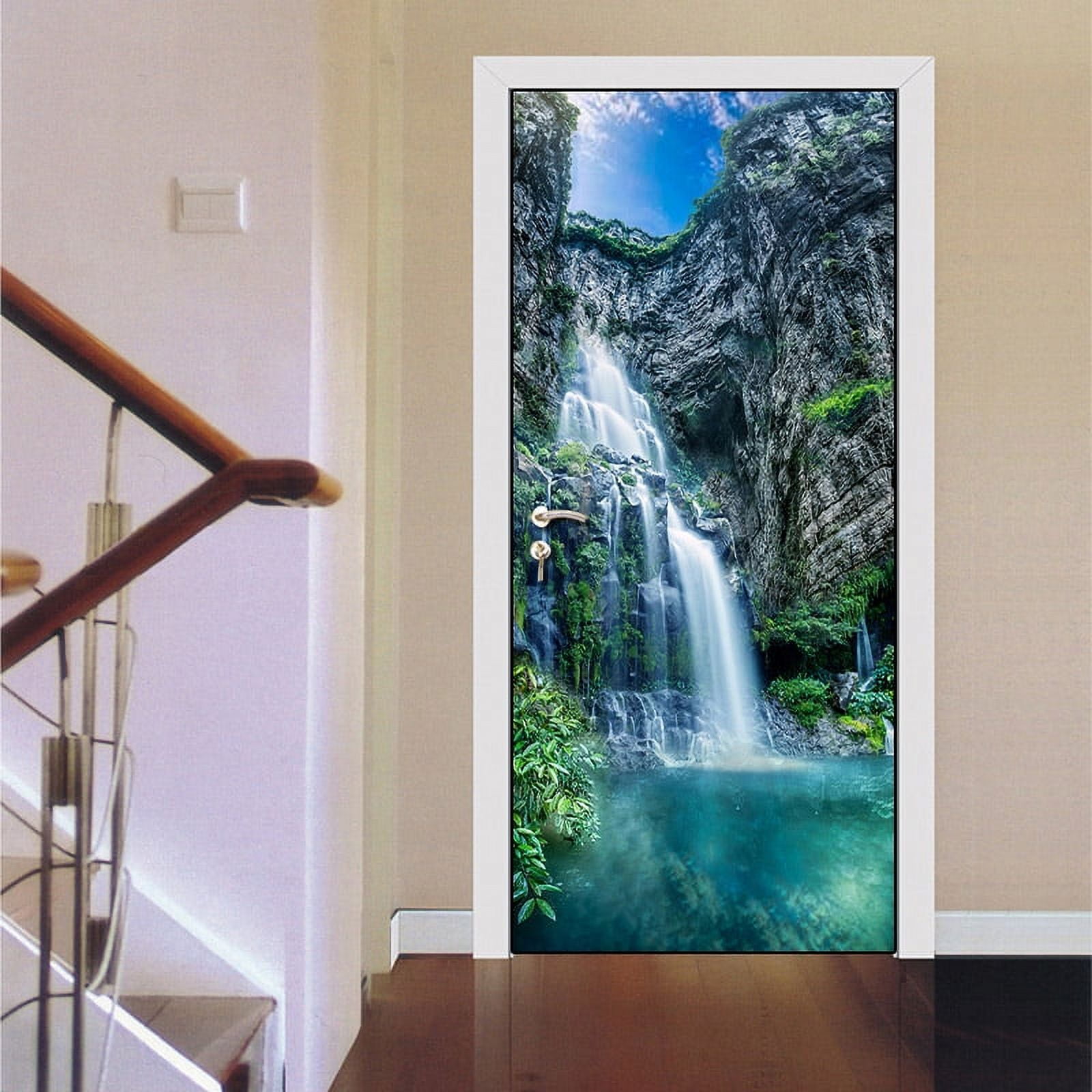 Landscape Waterfall Door Decal Sticker Mural 3D PVC Self-adhesive ...