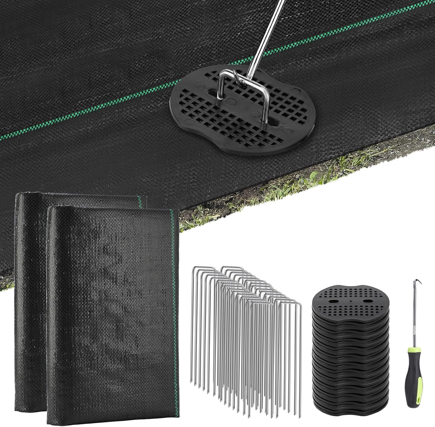 Landscape Weed Barrier Fabric - 40pcs Tear-Proof Gaskets, 40pcs Garden ...