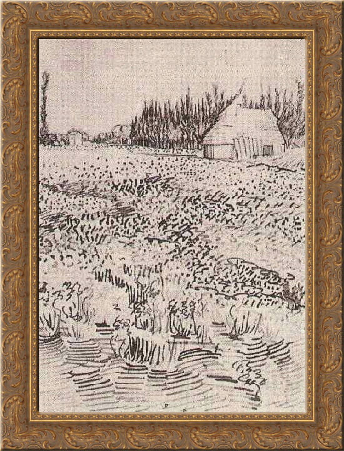 Landscape with Hut in the Camargue 24x18 Gold Ornate Wood Framed Canvas ...