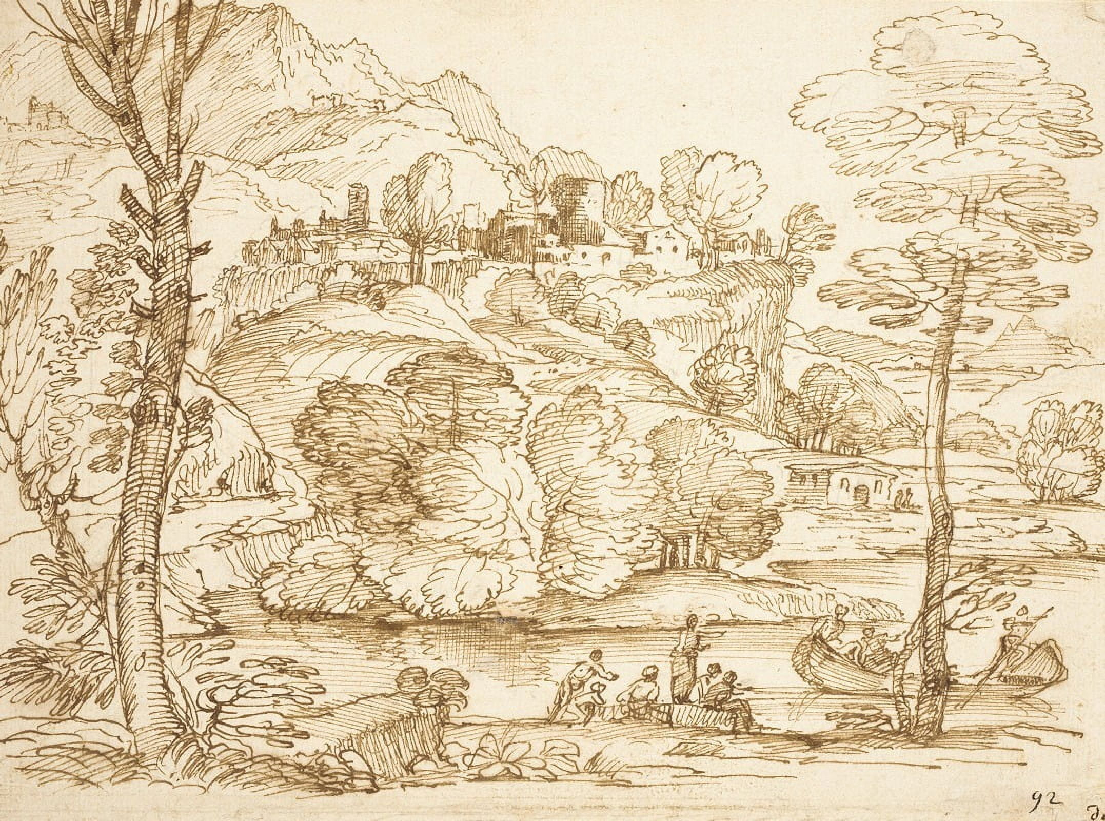Landscape with River and Figures (1600 - 1699) Poster Print by Giovanni Francesco Grimaldi (18 x ...
