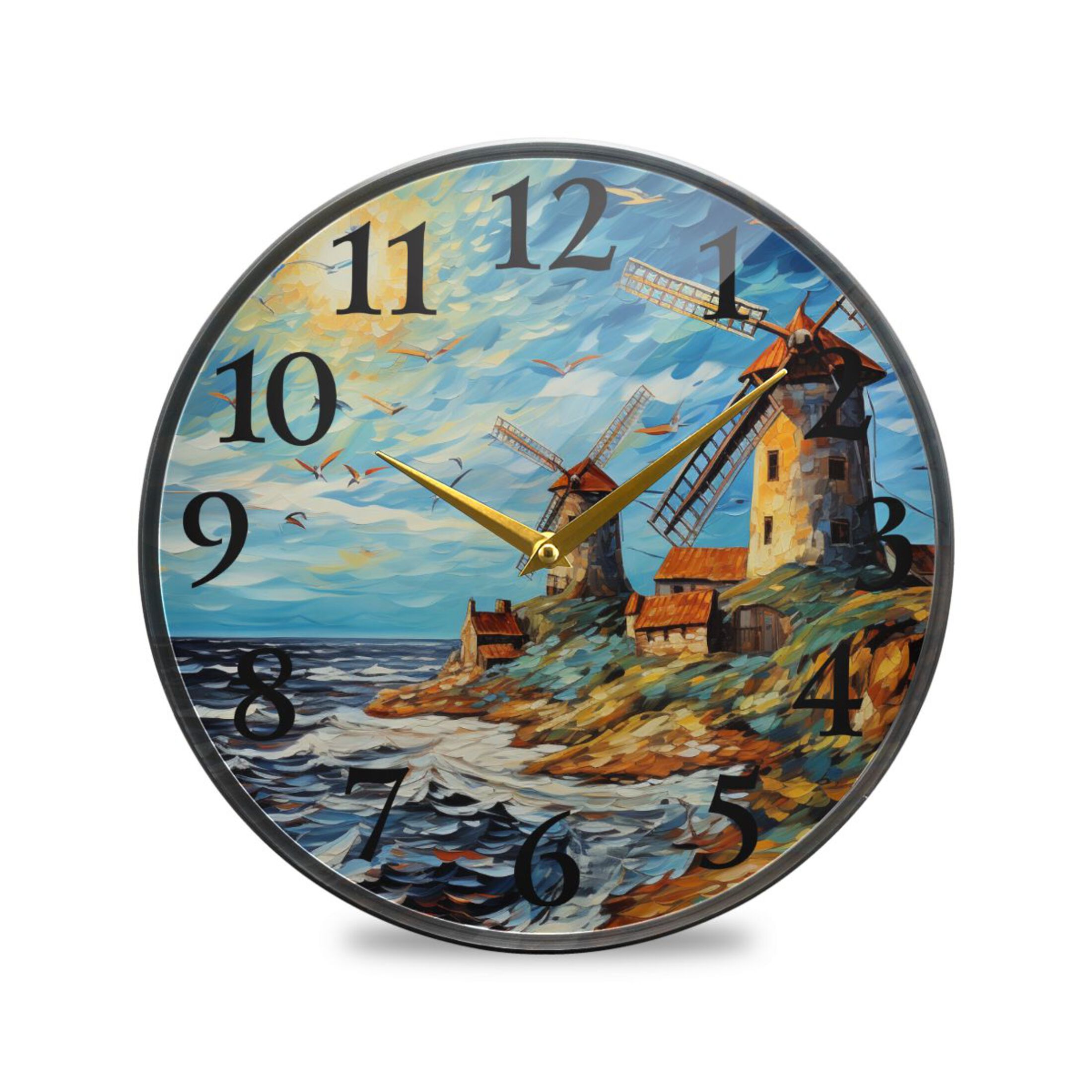 Landscape with Sun Wall Clocks Battery Operated 9.5 Inch Round Clock ...