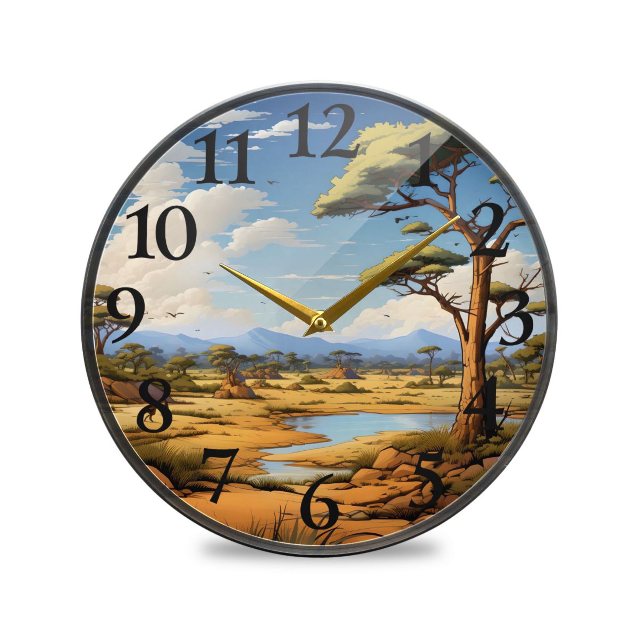 Landscape with Trees Wall Clocks Battery Operated 11.9 Inch Round Clock ...
