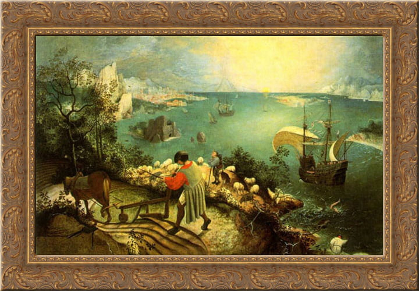Landscape with the Fall of Icarus 24x18 Gold Ornate Wood Framed Canvas ...