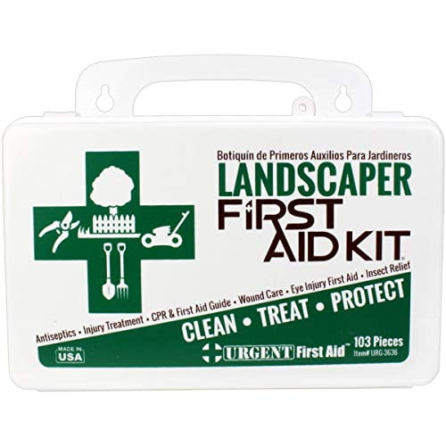 Landscaper & Tree Trimming First Aid Kit, OSHA Compliant, 10 Unit, 103 Piece, Plastic Case with ...