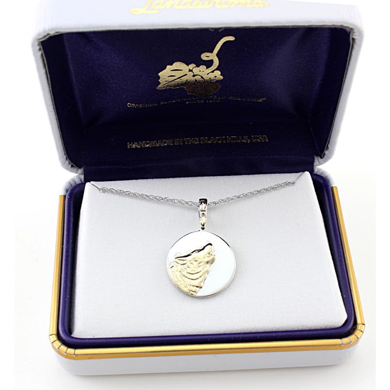Landstrom Black Hills Gold on Sterling Silver Wolf Moon Pendant ...