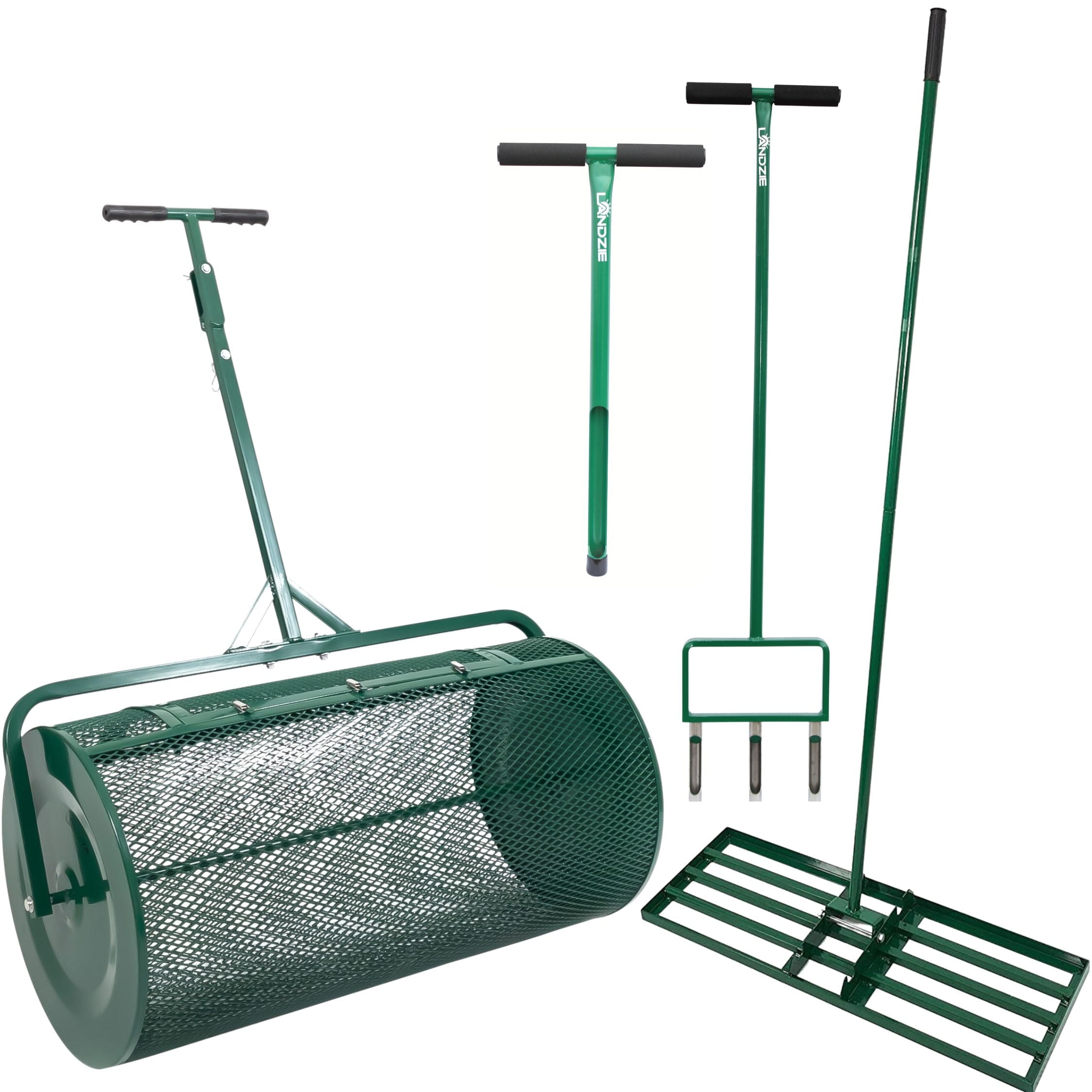 Landzie 4-Step Compost and Peat Moss Spreader Lawn Care System - Set ...