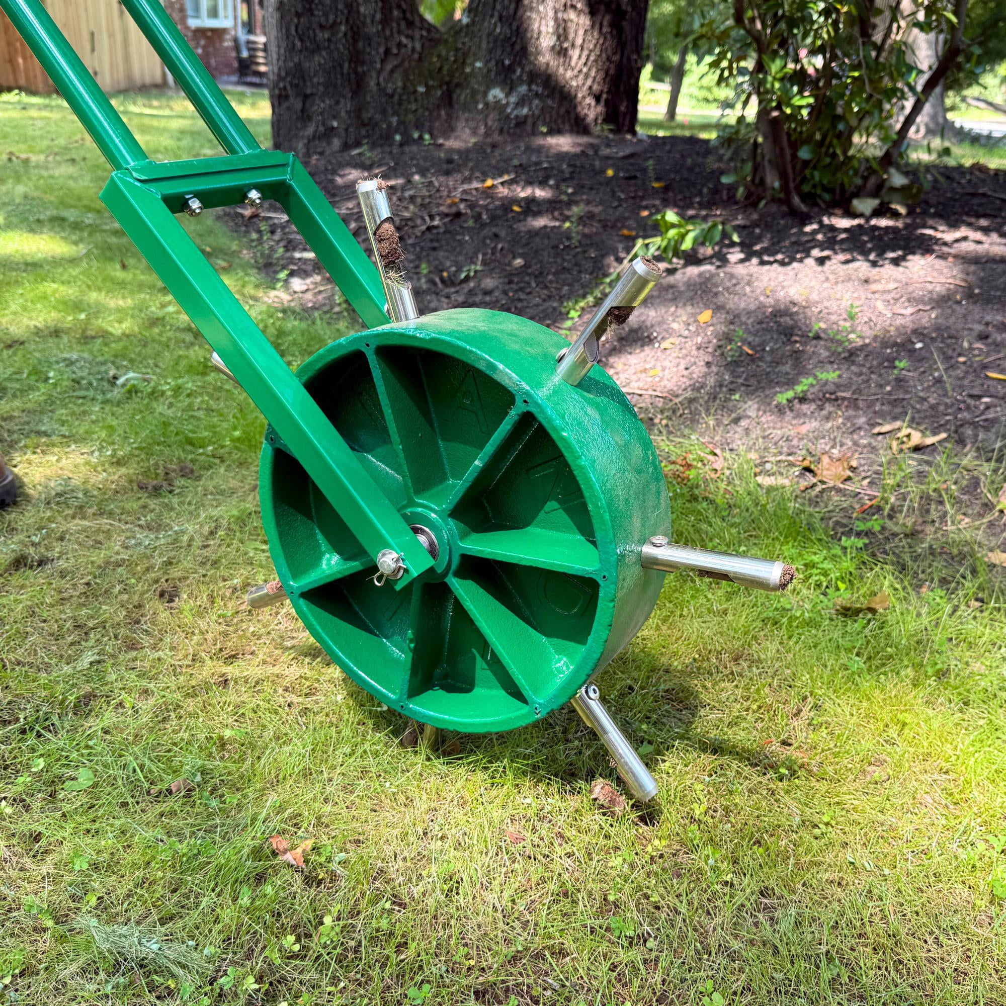 Landzie AeroCore Rolling Lawn Aerator – Manual Core Plug Aerator with ...