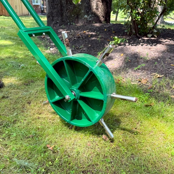 Landzie AeroCore Rolling Lawn Aerator – Manual Core Plug Aerator with ...