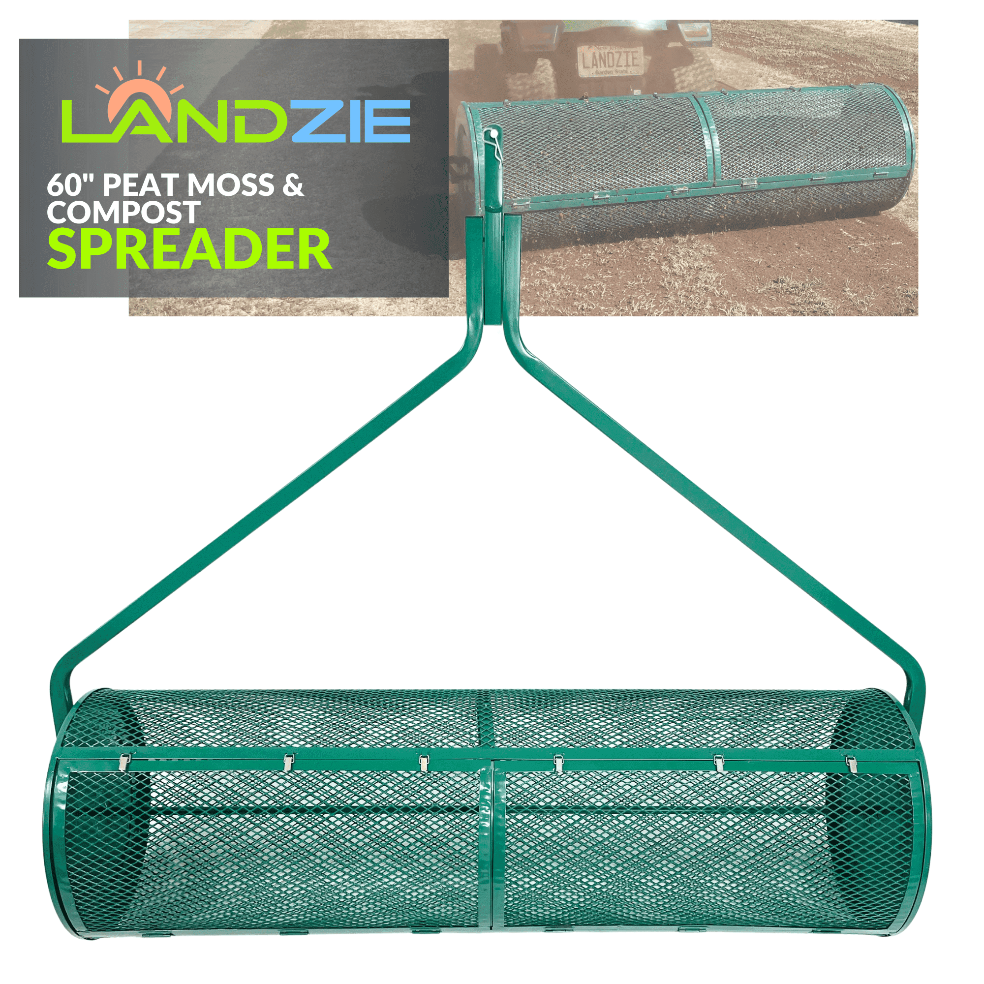 LANDZIE Lawn and Garden Spreaders - 60 x 20 Inch Tow-Behind Compost and ...