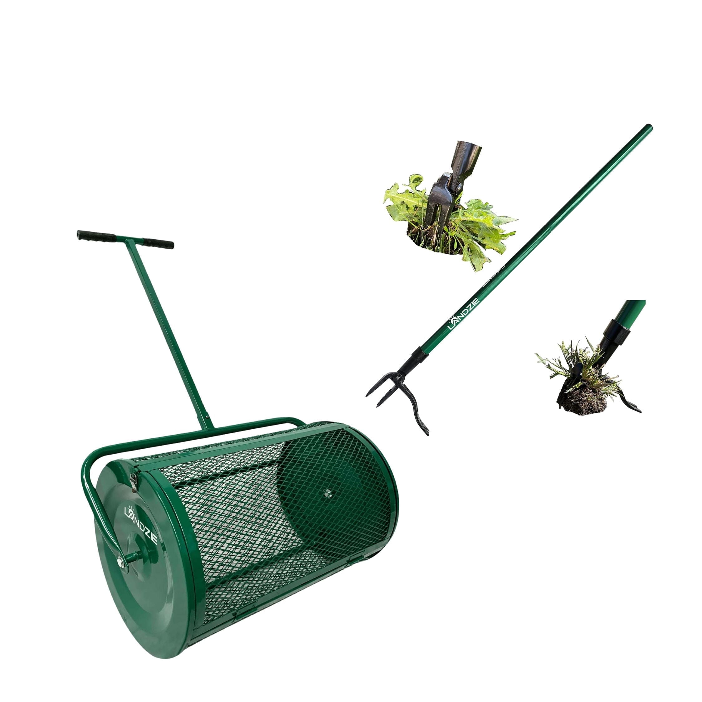 Landzie Spreader & Weeder Lawn & Garden Care Set - 24" Compost & Peat ...