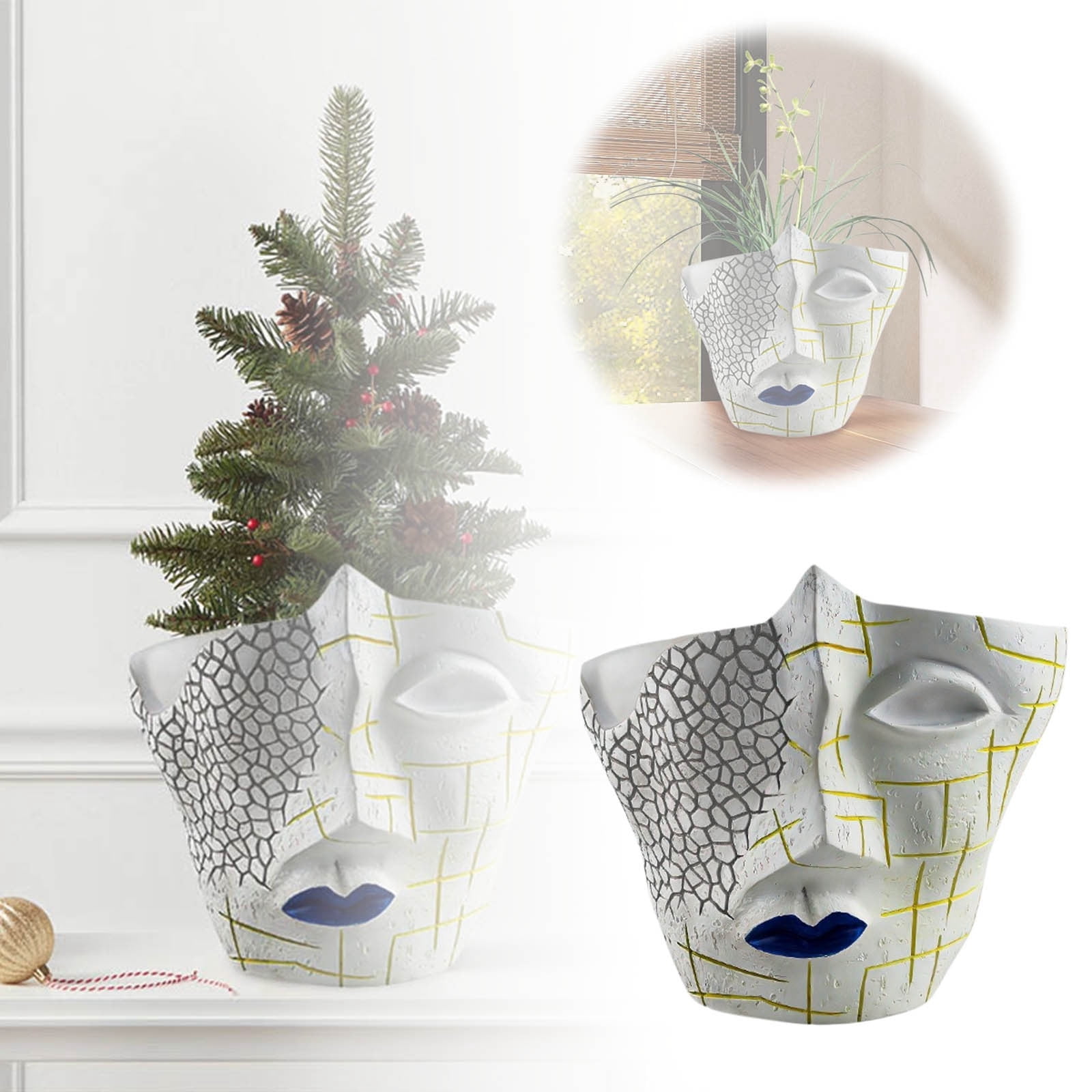 Landzoo Facial Resin Flower Pot Abstract Beauty Face Flower Pot ...