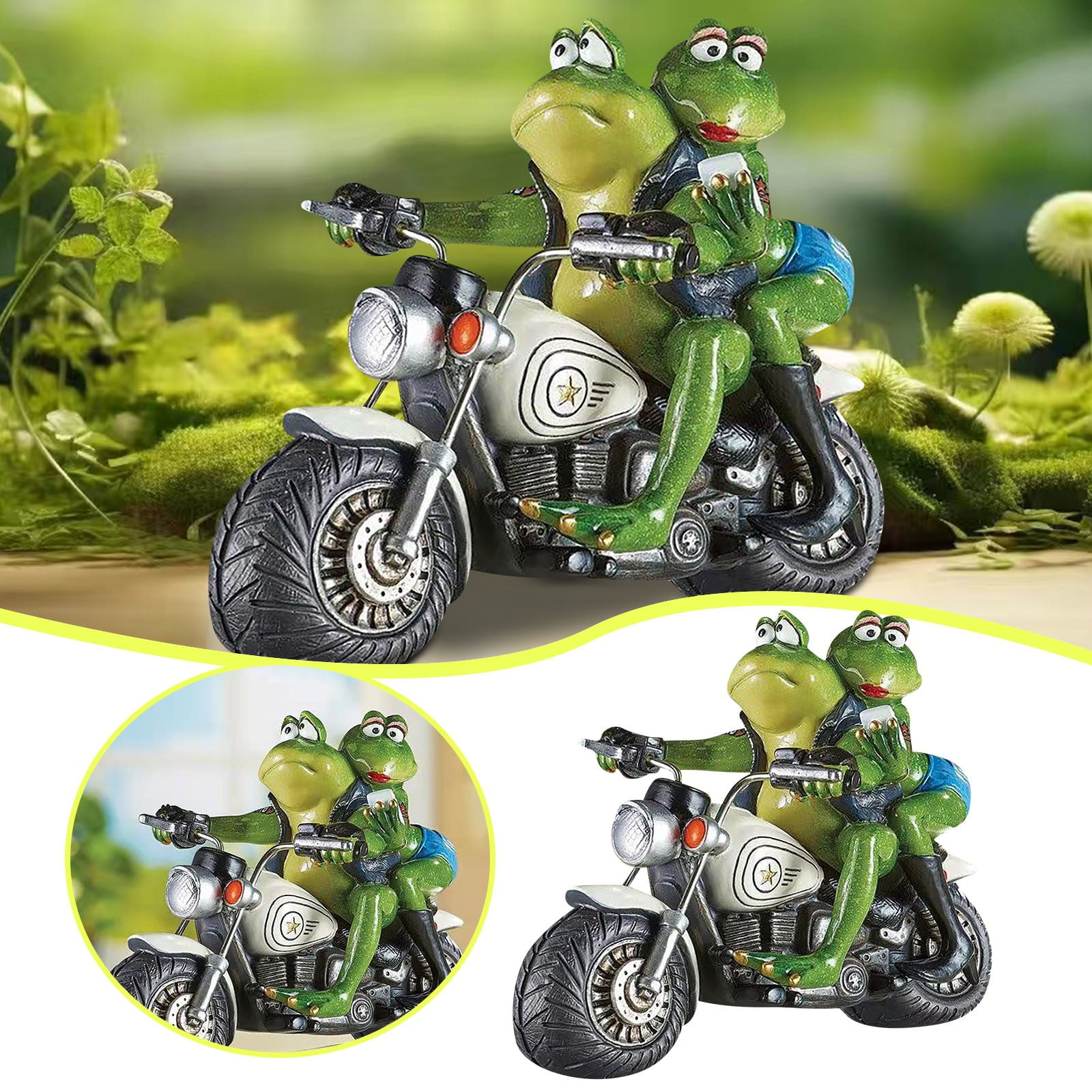 Landzoo Frog Motorcycle Resin Handicraft Ornament Riding Motorcycle ...