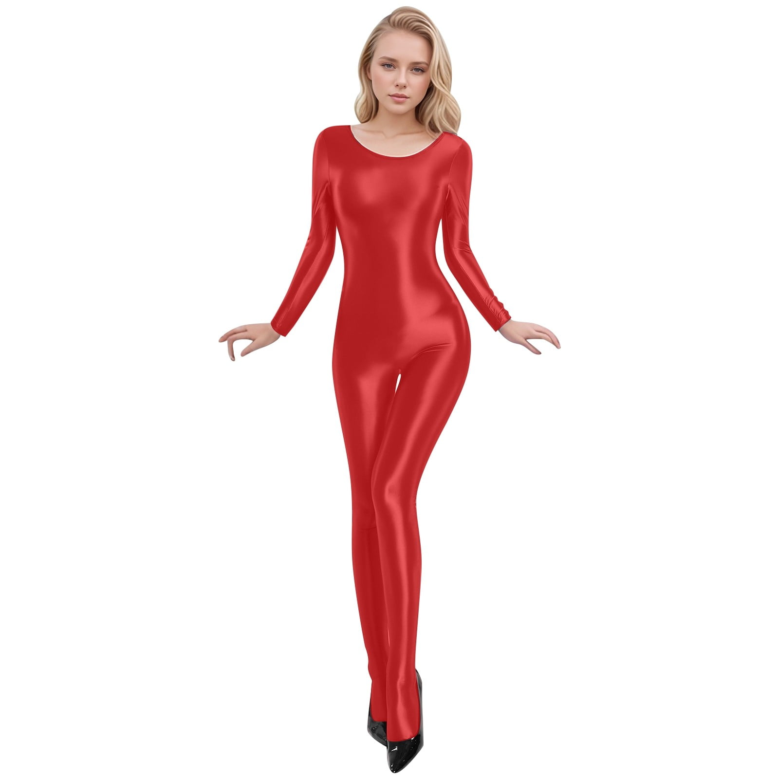 Landzoo High Stretch Unisex Full Body Catsuit Shiny Smooth Transparent