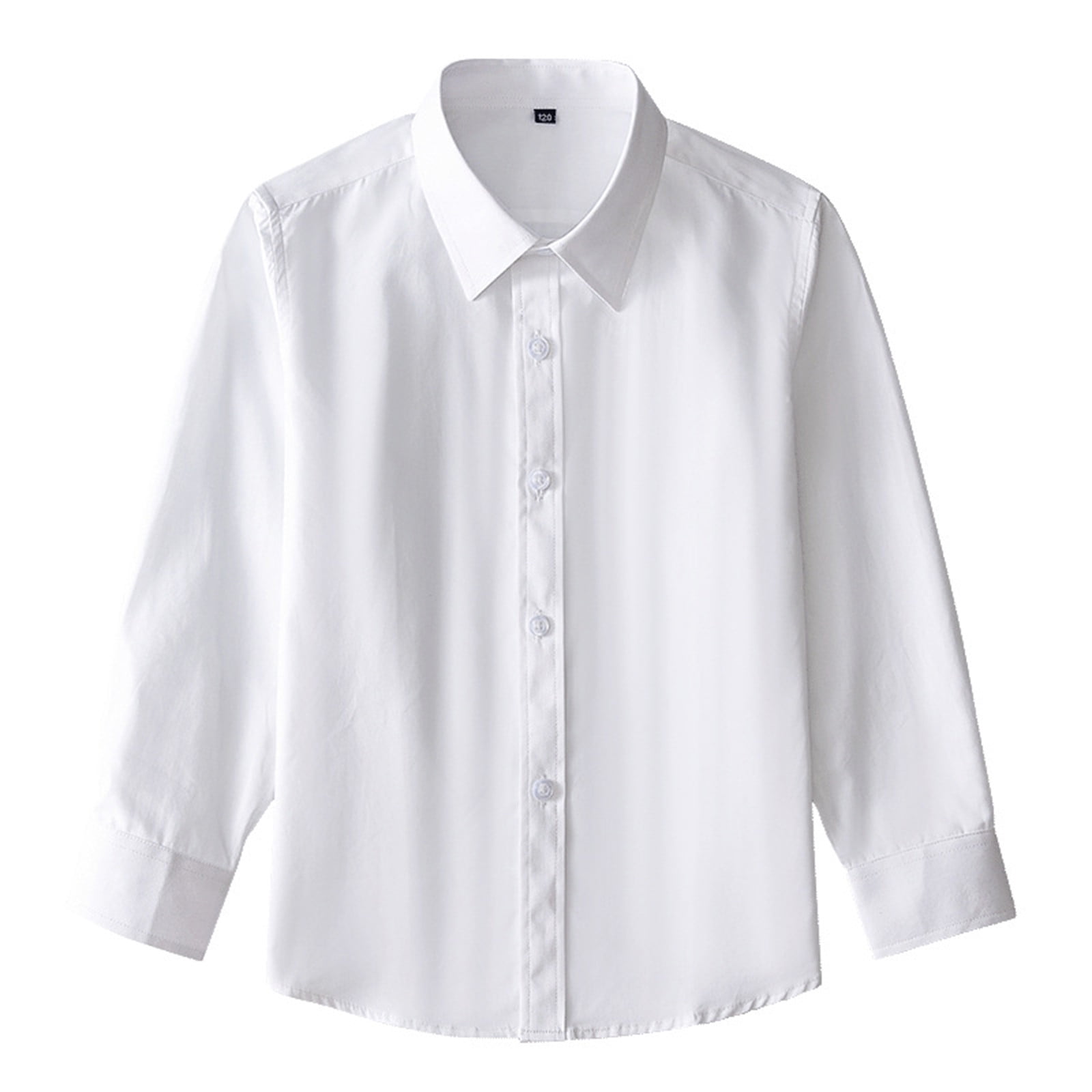 Landzoo Kids Boys Girls Long Sleeve White Dress Shirt, Button-Down ...