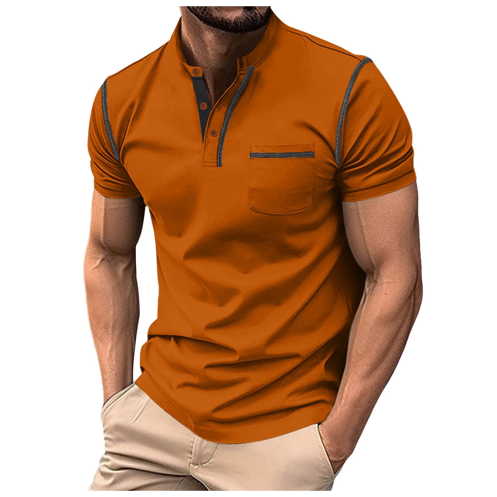 Landzoo Men's Short Sleeve T Shirt Summer Casual Solid Color Holiday Shirts Tops Handsome Cozy ...