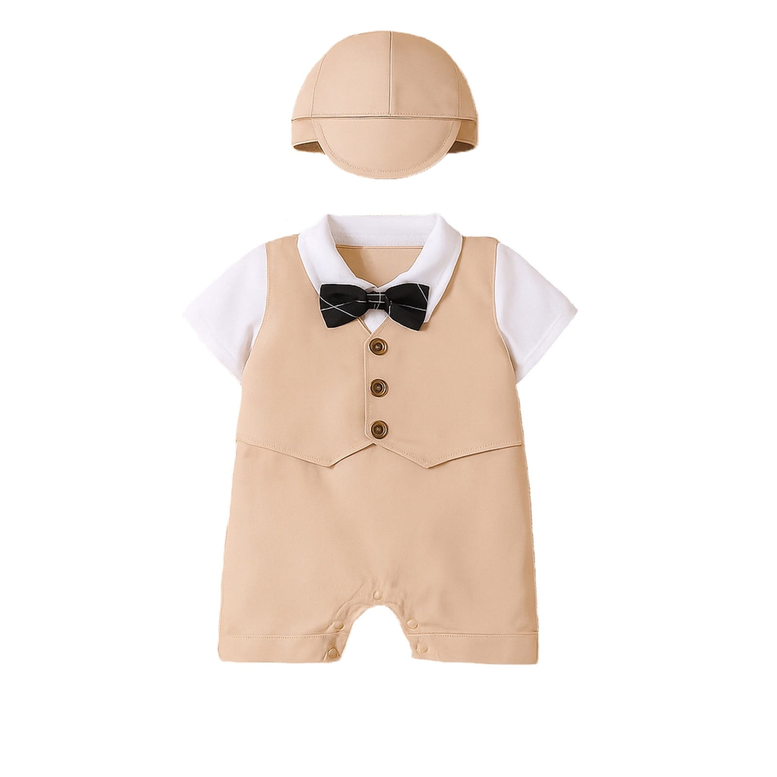 Landzoo One Baby Boy White Shirt Bowtie Tuxedo 1 PC Jumpsuit Overall ...