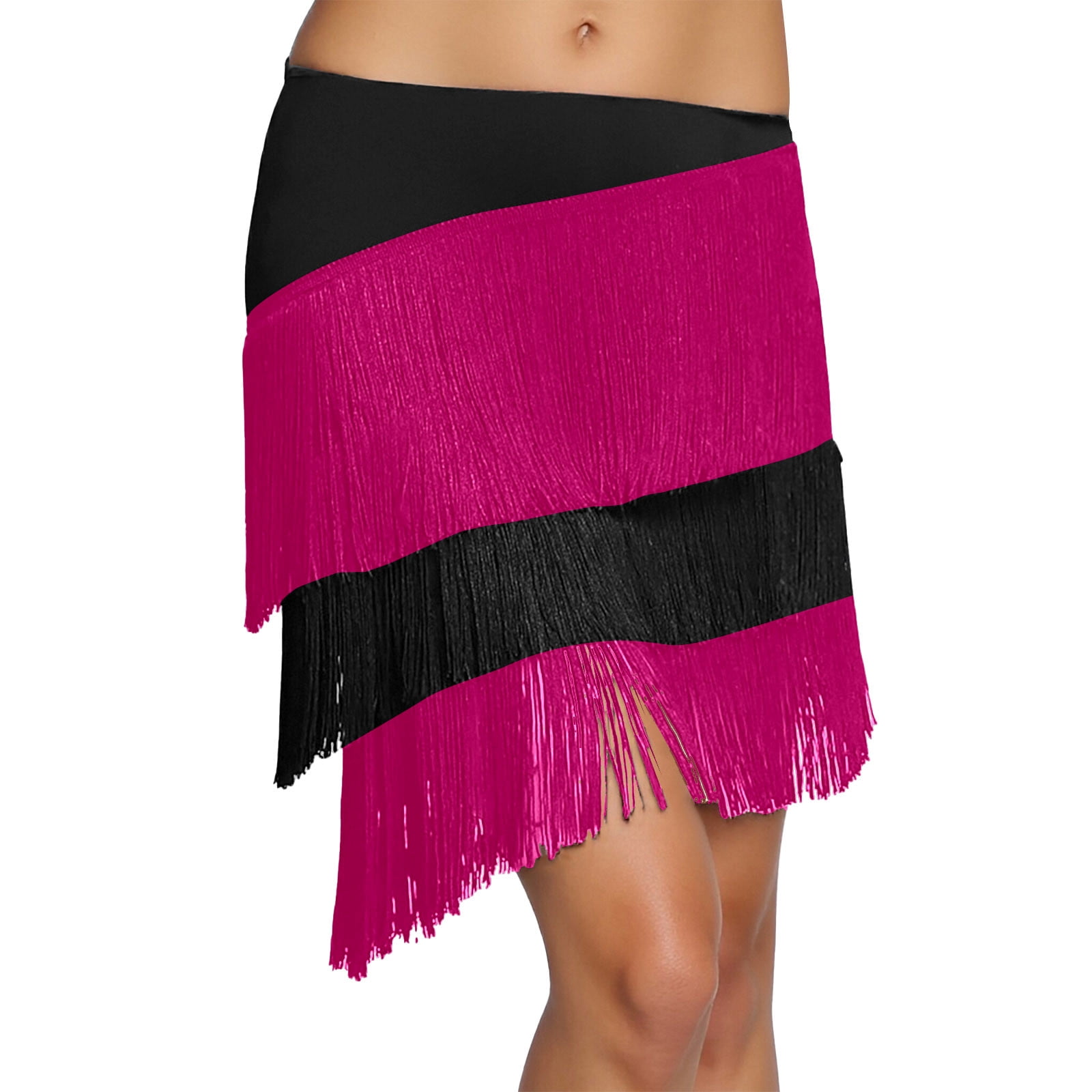 Landzoo One Carnival Fringed Asymmetrical Mini Skirt Boho Flowy Party ...