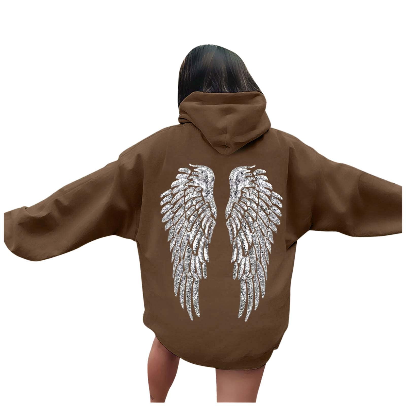 Landzoo One Casual Fall Winter Hoodie With Angel Print Solid Color ...