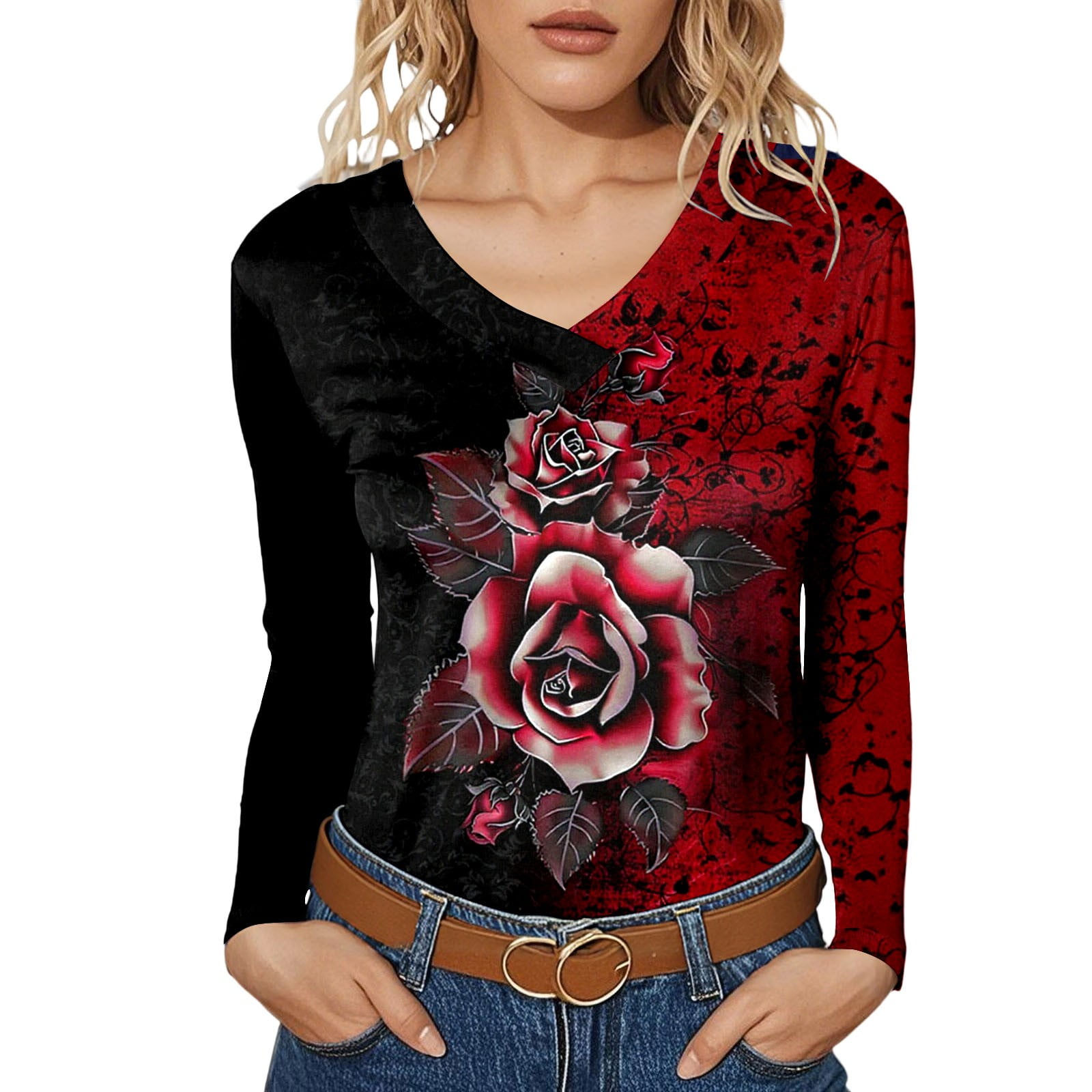 Landzoo One Long Sleeve T Shirt Crew Neck Casual Basic Top Comfortable ...