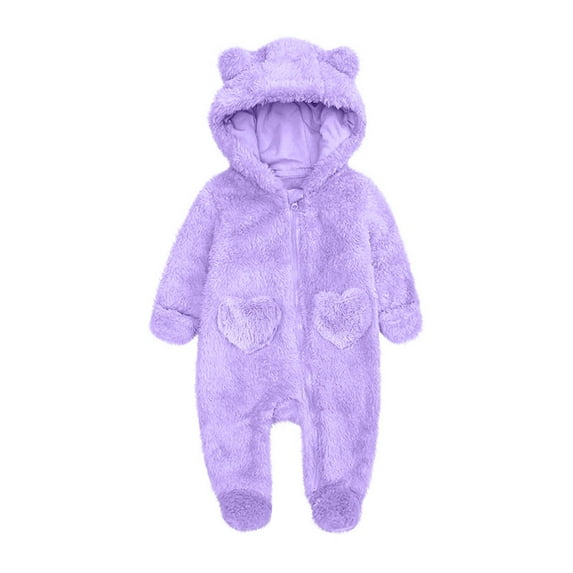 Landzoo One Soft Fleece Girls Romper Jumpsuit Winter Warm Toddler Baby ...