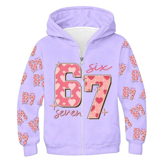 Landzoo One Valentine's Day Girls Cartoon Print Hooded Zip Up Jacket ...