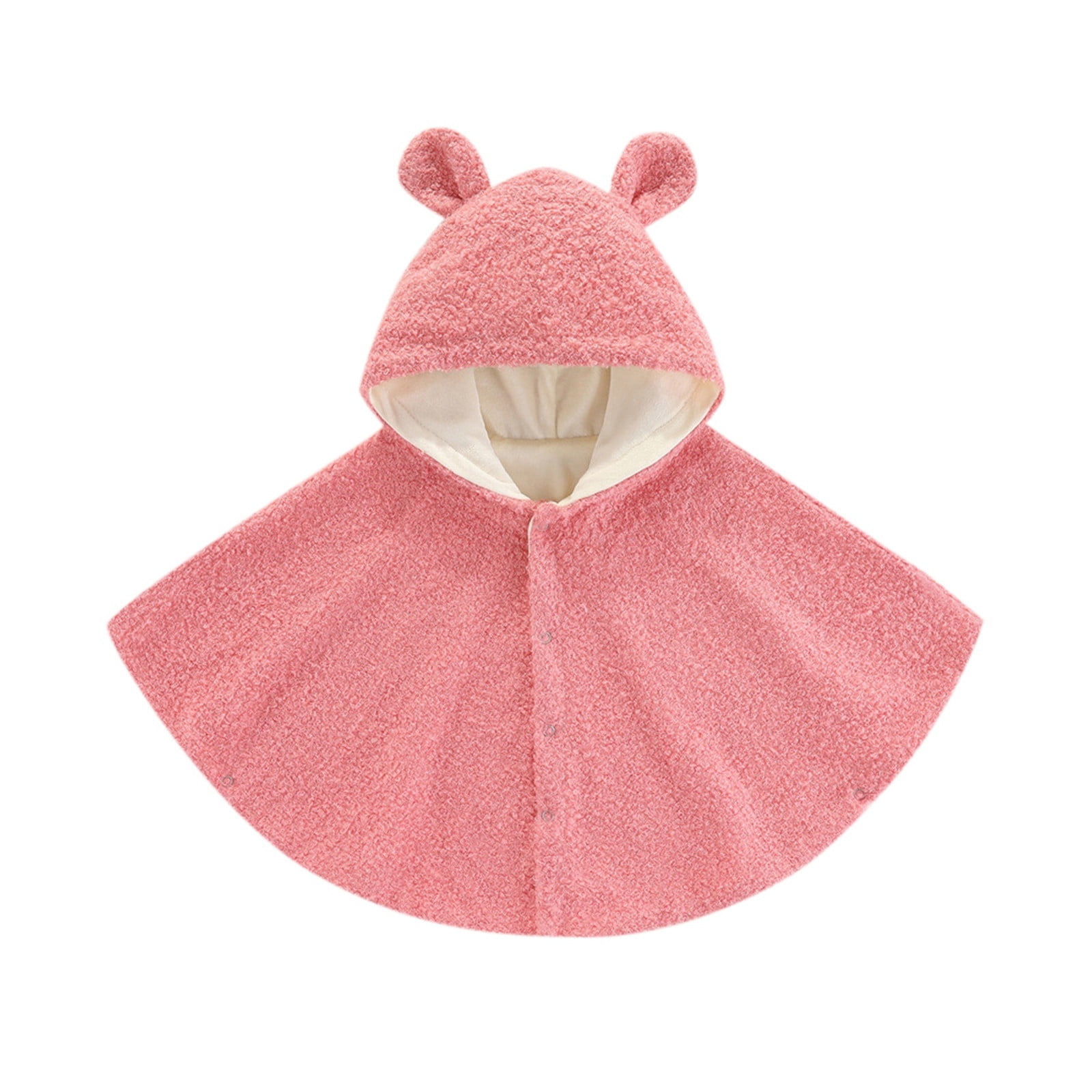 Landzoo Toddler Baby Girls Boys Winter Button Velvet Plain Hooded Cloak Cape Poncho Dress Up ...