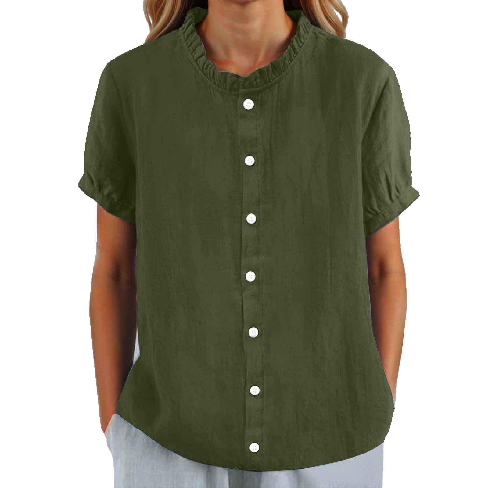 Landzoo Women'S Shirts Solid Color Short Sleeve Crew Neck T-Shirt ...