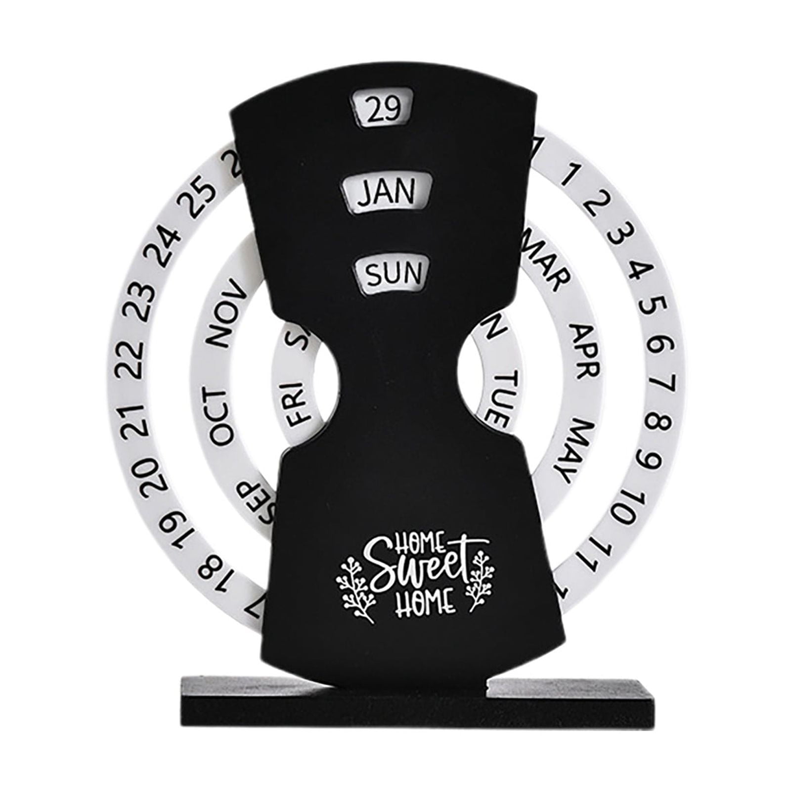 Landzoo Wooden Disc Perpetual Calendar Manual Rotating Wooden Block ...