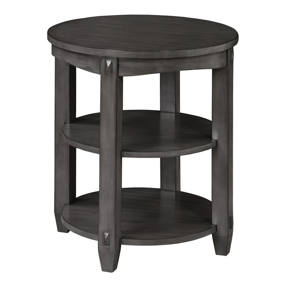 Lane 3-Shelf Round End Table in Slate Gray Wood Finish - Walmart.com