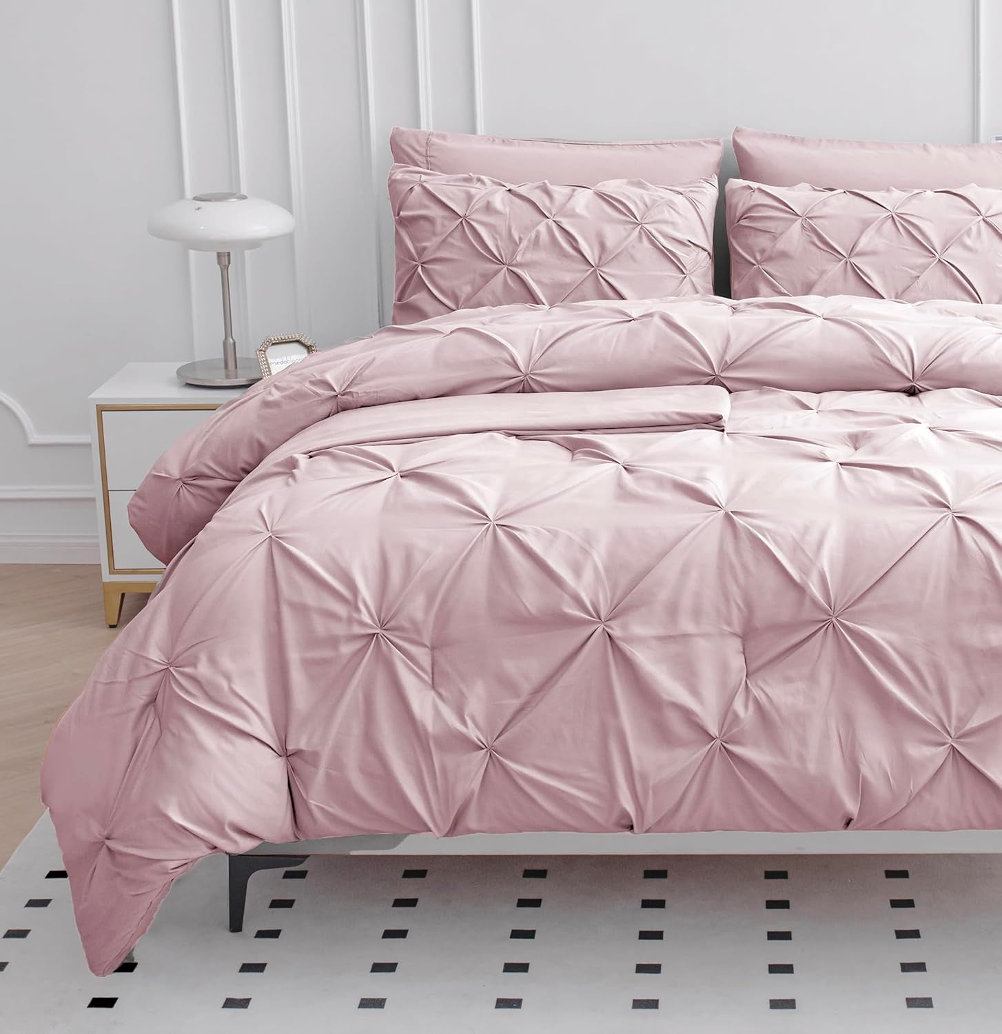 Lane Linen King Size Comforter Set - 7 Piece Bedding, Pintuck Bed in a ...
