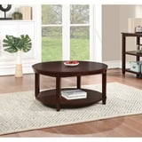Lane Round Coffee Table with Lower Shelf in Espresso Wood Finish ...