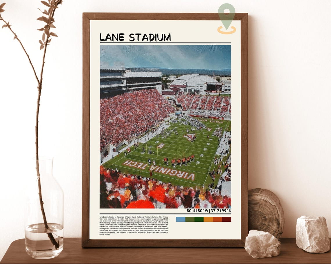Lane Stadium Print, Lane Stadium Wall Art, Lane Stadium Poster, Lane ...