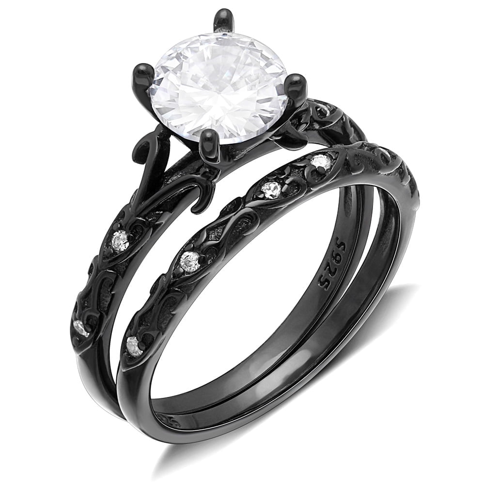 Lanelle Wedding Ring Set for Women Sterling Silver Engagement Ring ...
