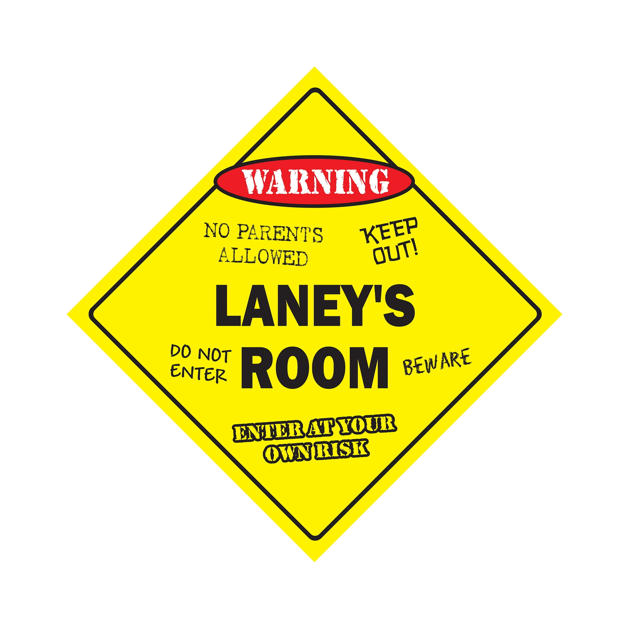Laney's Room Sign Crossing Zone Xing | Indoor/Outdoor | 12" Tall kids ...