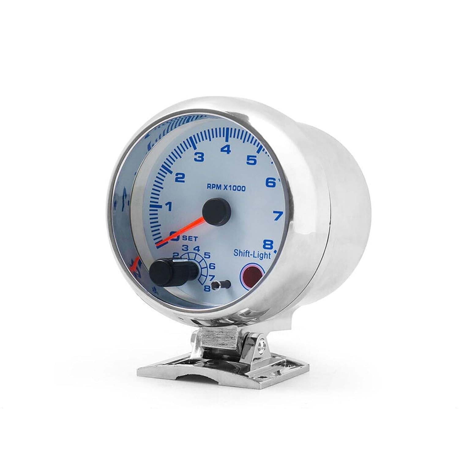 Lanfeng tachometer gauge 3.75 universal silver blue inter shift light 0 ...