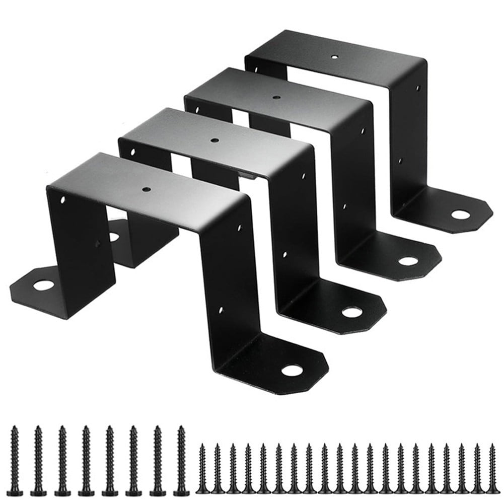 Lanfini 4x4 Black U Bracket for Fence Post Support - Heavy Duty Metal ...