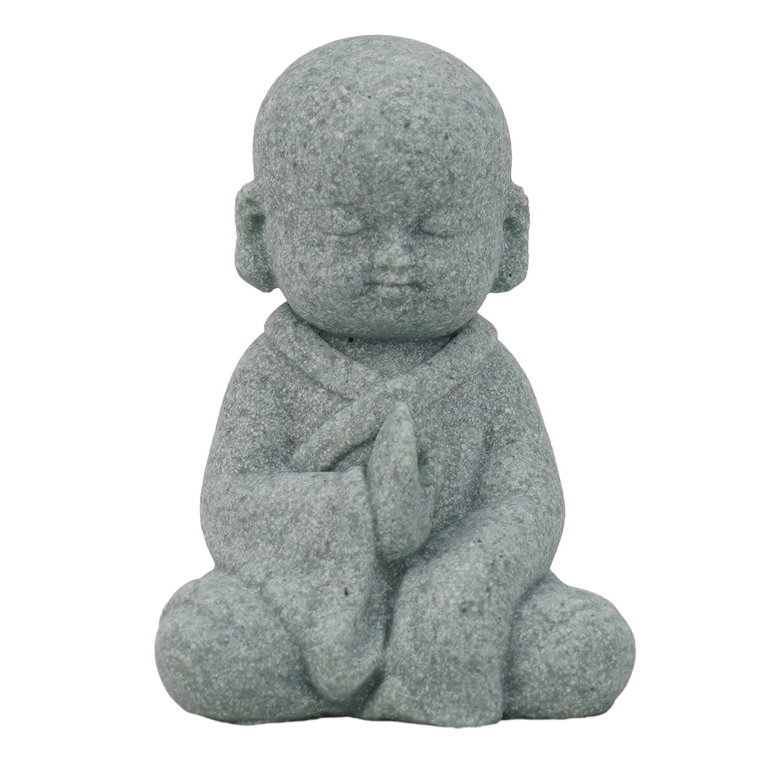 Lanfini Sandstone Resin Small Buddha Monk Figurine Garden Decor Statue See No Evil Hear No Evil ...