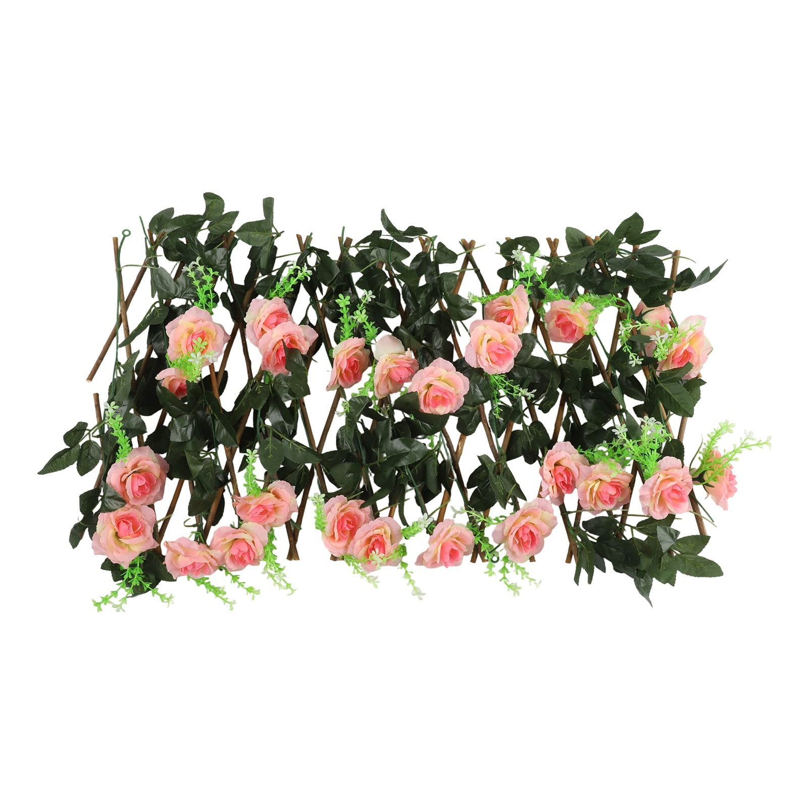 Lanfini Wooden Telescopic Garden Trellis with Artificial Leaves ...