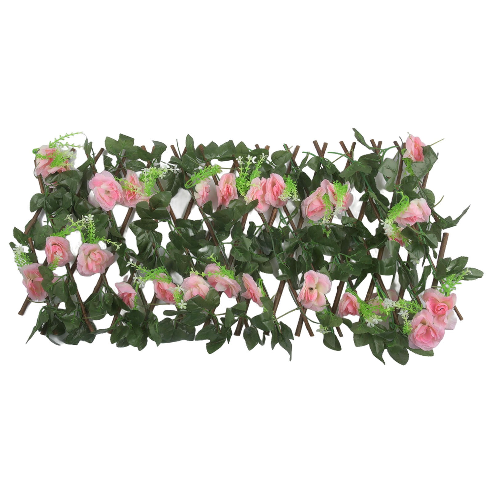 Lanfini Wooden Telescopic Garden Trellis with Artificial Leaves ...