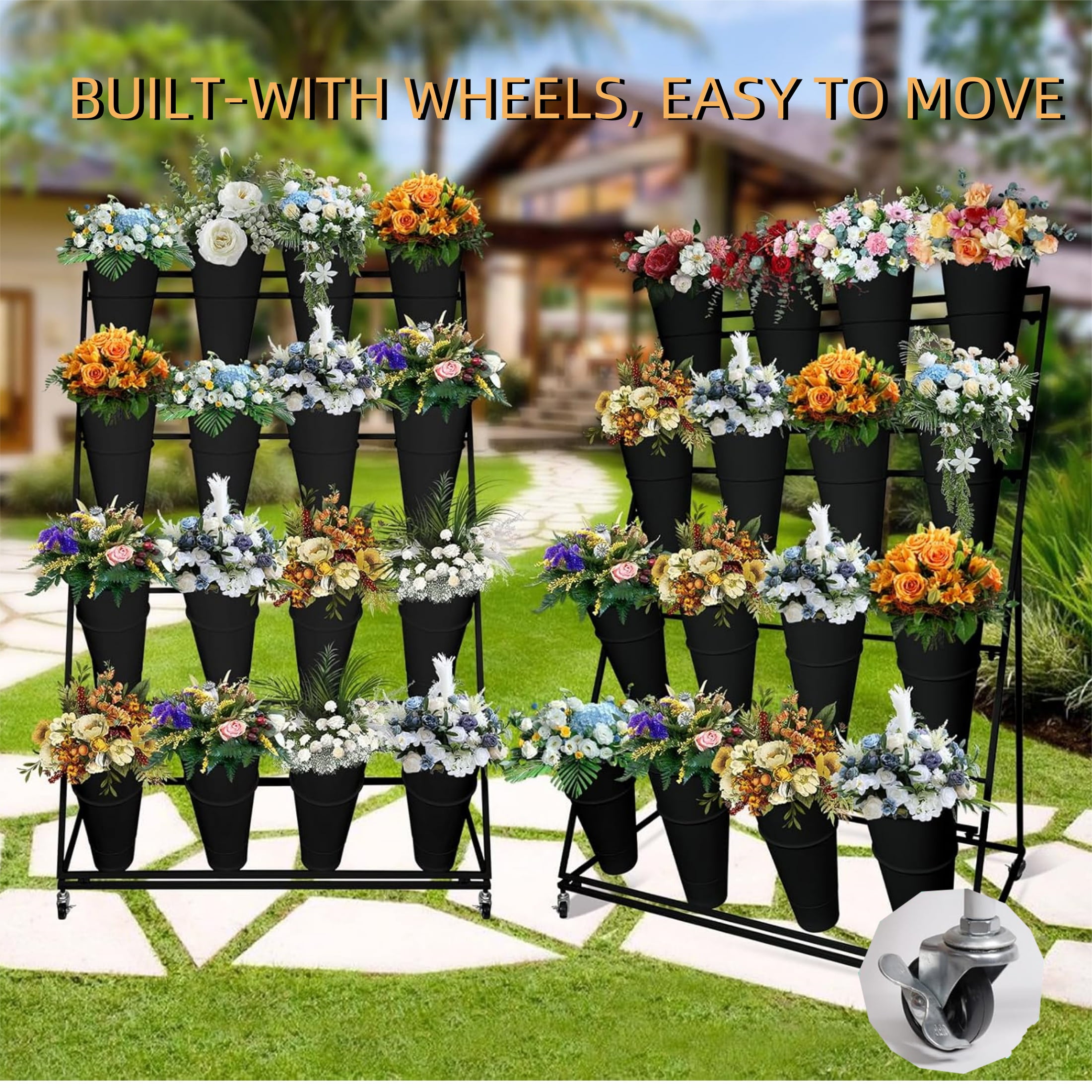 Lanfys 2 Packs Multi-Tiered Plastic Flower Stand - 16PCS Heavy-Duty ...