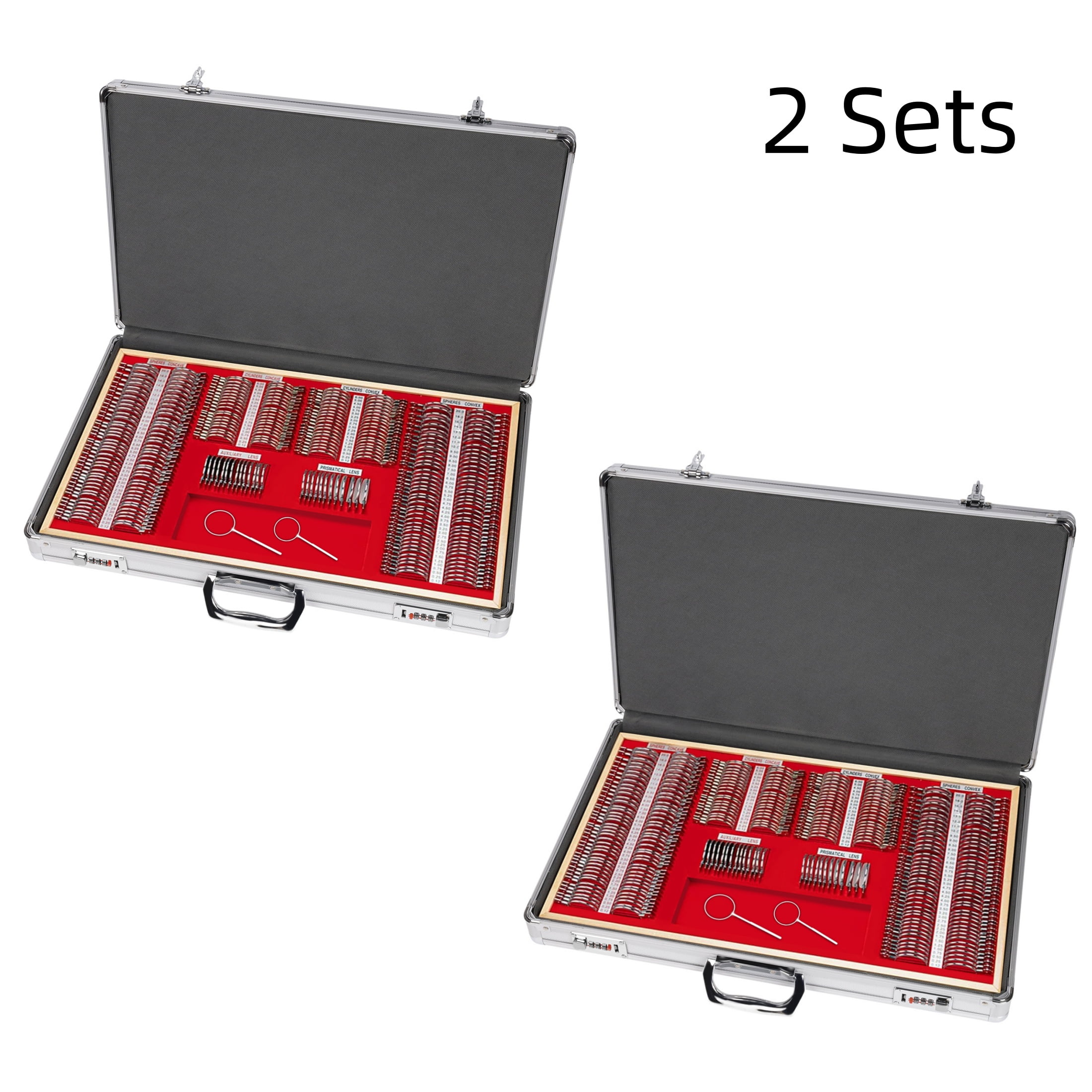 Lanfys 2 Sets 266 pcs Optical Trial Lens Set Metal Rim Optometry Kit ...