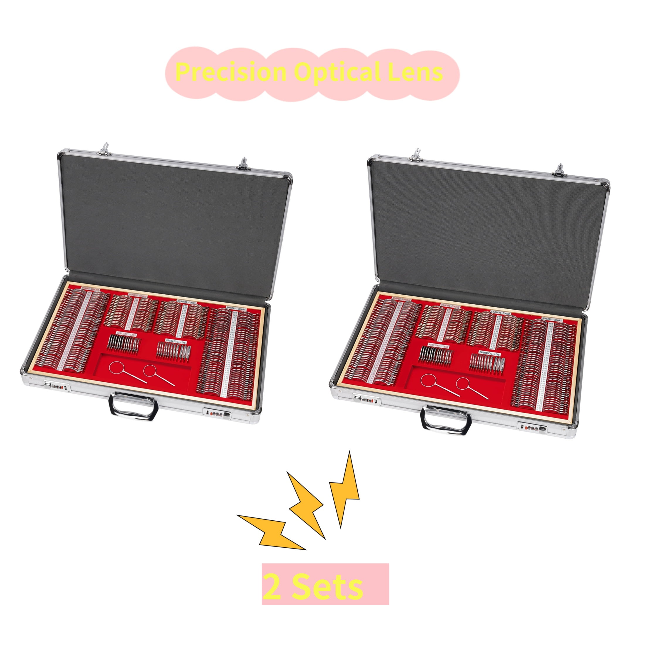 Lanfys 2 Sets Complete Optical Trial Lens Kit Set - 266 Metal-Framed ...