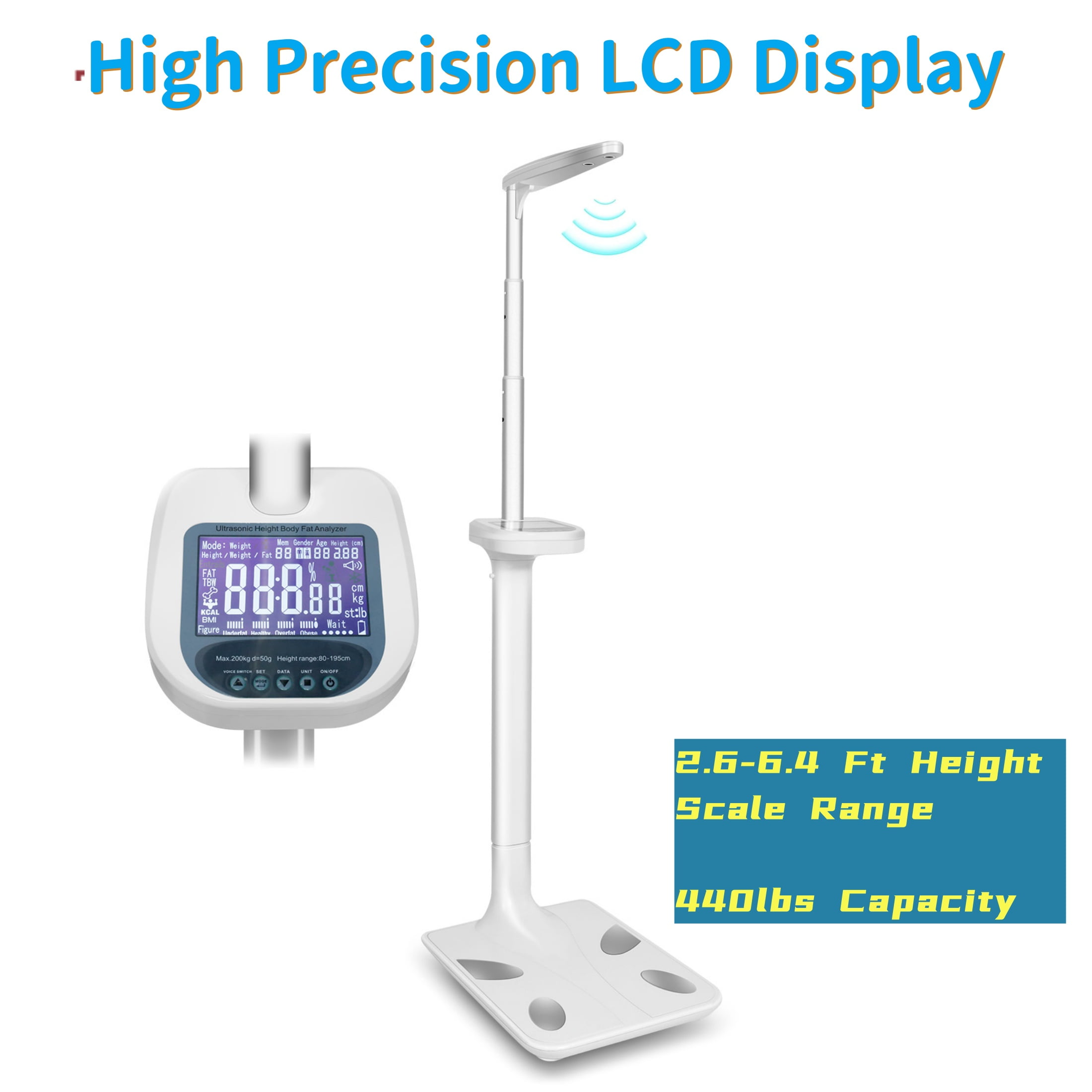 Lanfys Advanced Body Composition Scale - 440LBS Capacity, Ultrasonic ...