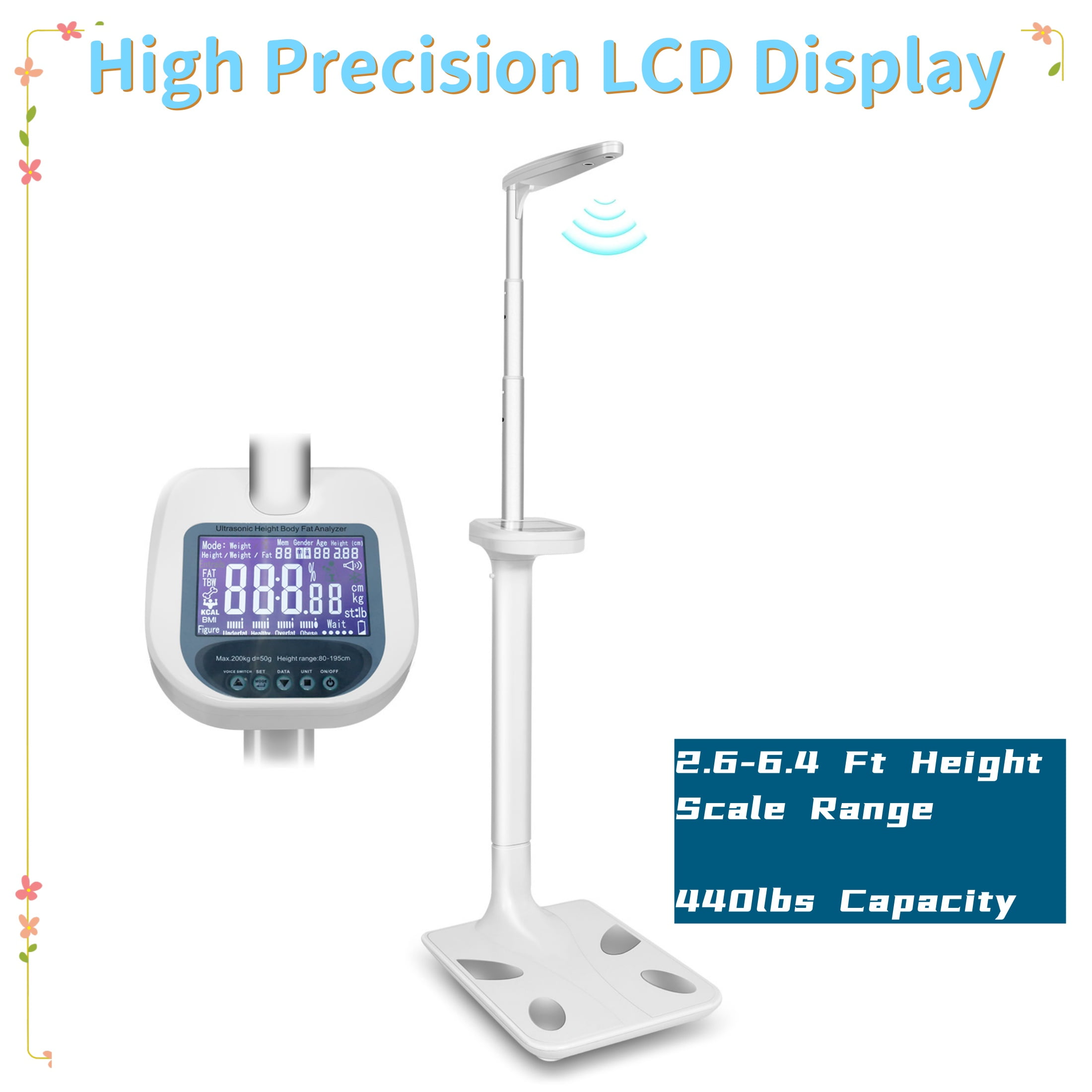 Lanfys Complete Health Monitoring Scale - 440LBS Capacity, Medical ...