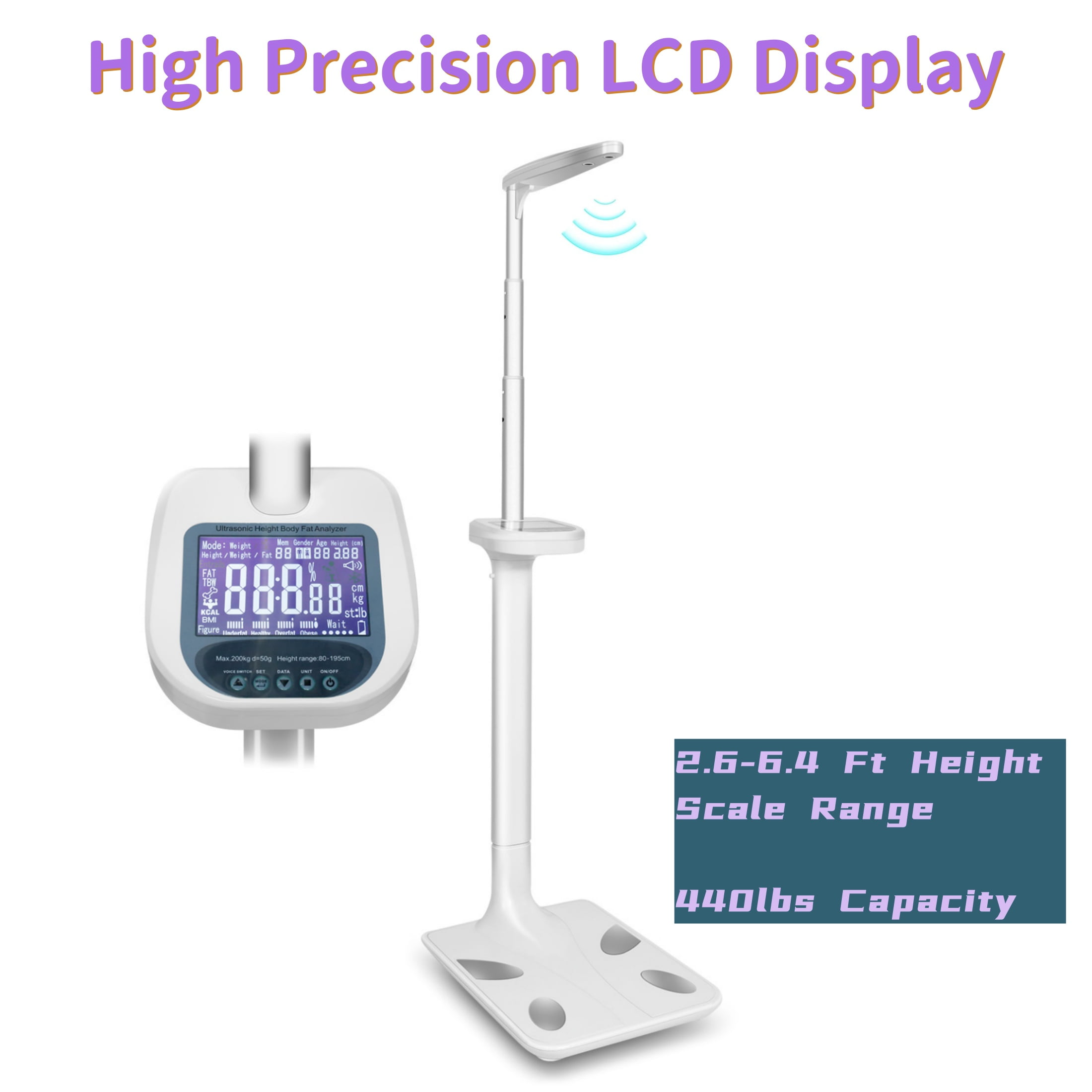 Lanfys Digital Physician Scale - 440LBS Capacity with Ultrasonic Height ...