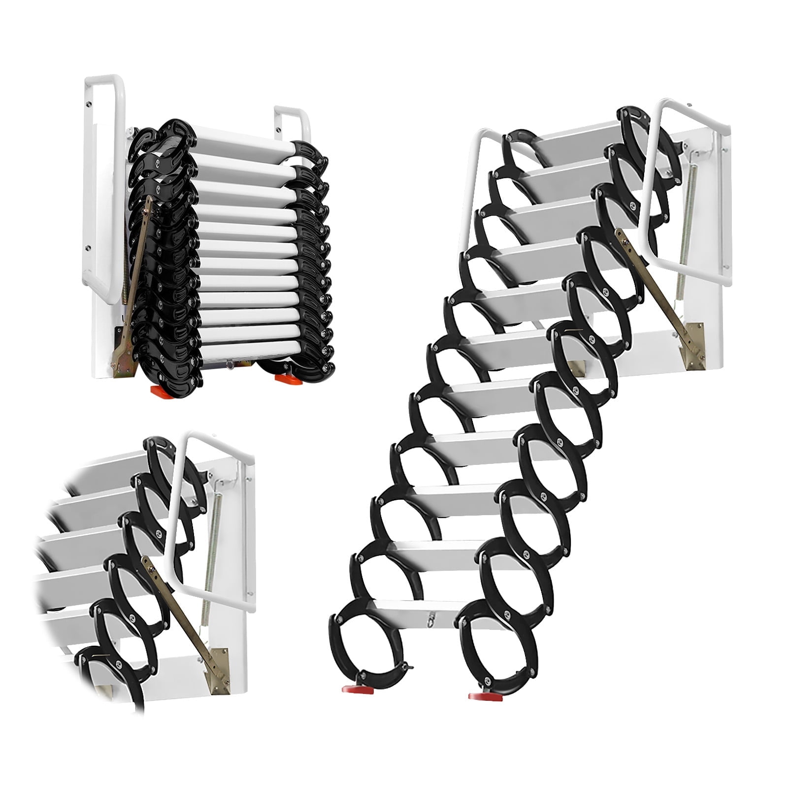 Lanfys Wall-Mounted Collapsible Stairs, 10 FT 12 Steps Loft Wall Step ...